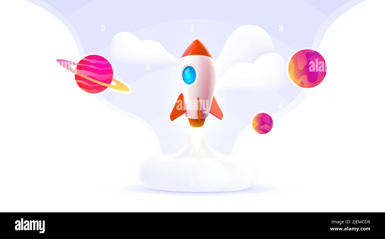 Rocket space startup, creative idea cover, Vector illustration Stock ...