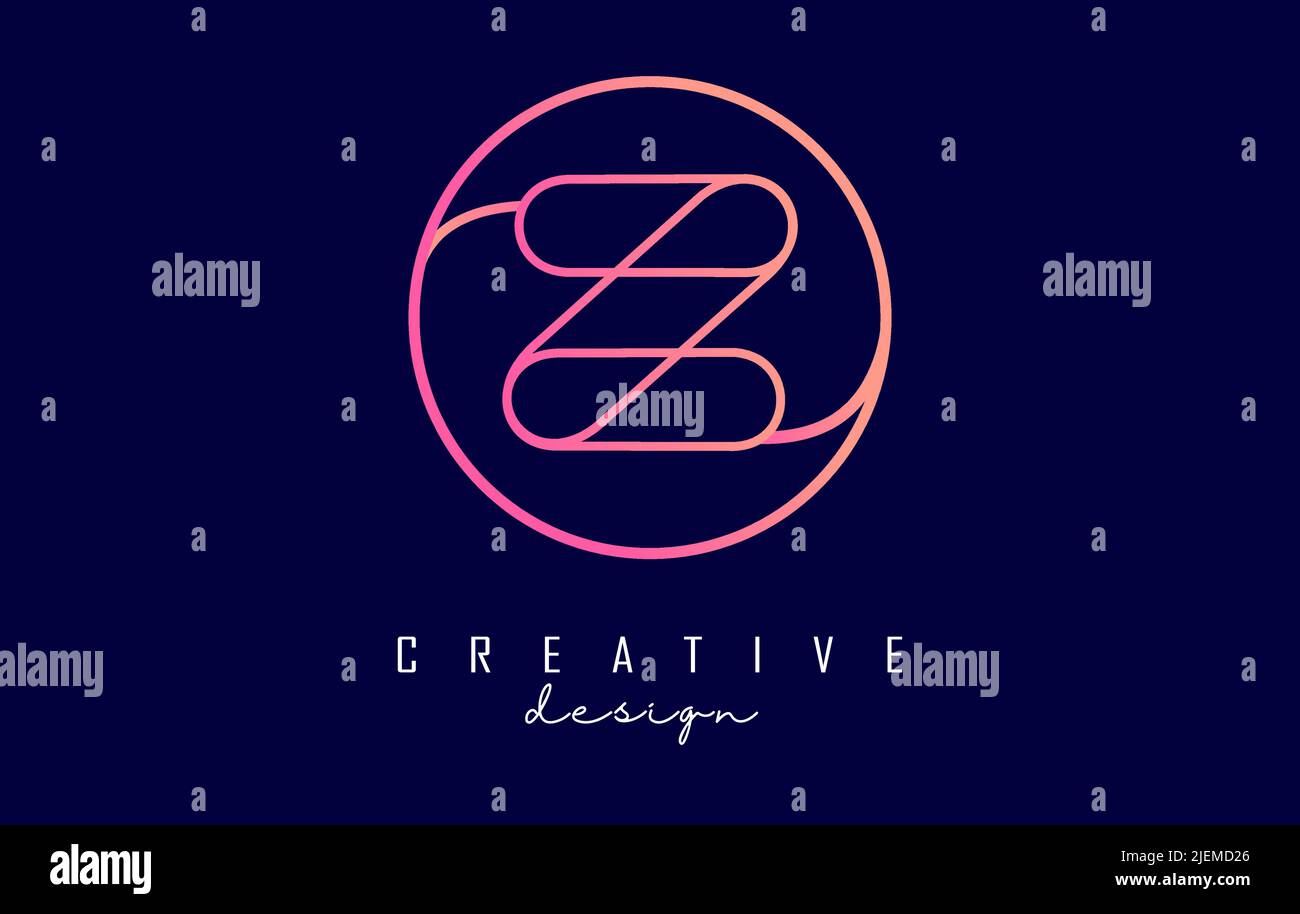 Gradient outline letter Z logo with circle frame and monogram design ...