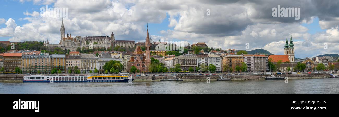 Panoramic view of Buda side of Budapest, Hungary with the Buda Castle ...