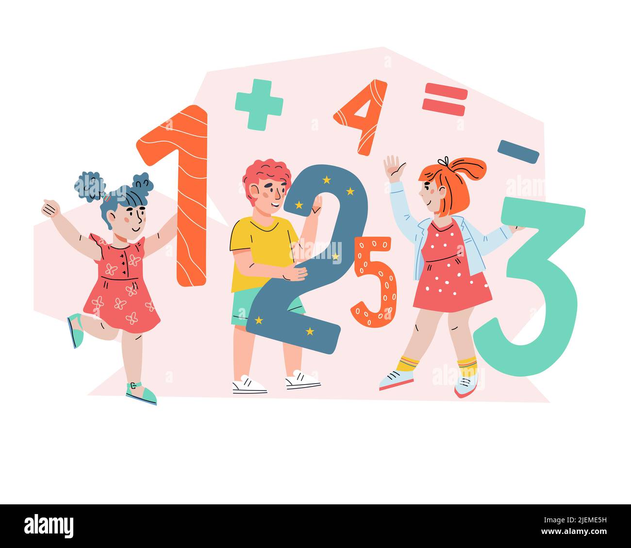 Children early development program and preschool lessons concept, flat ...