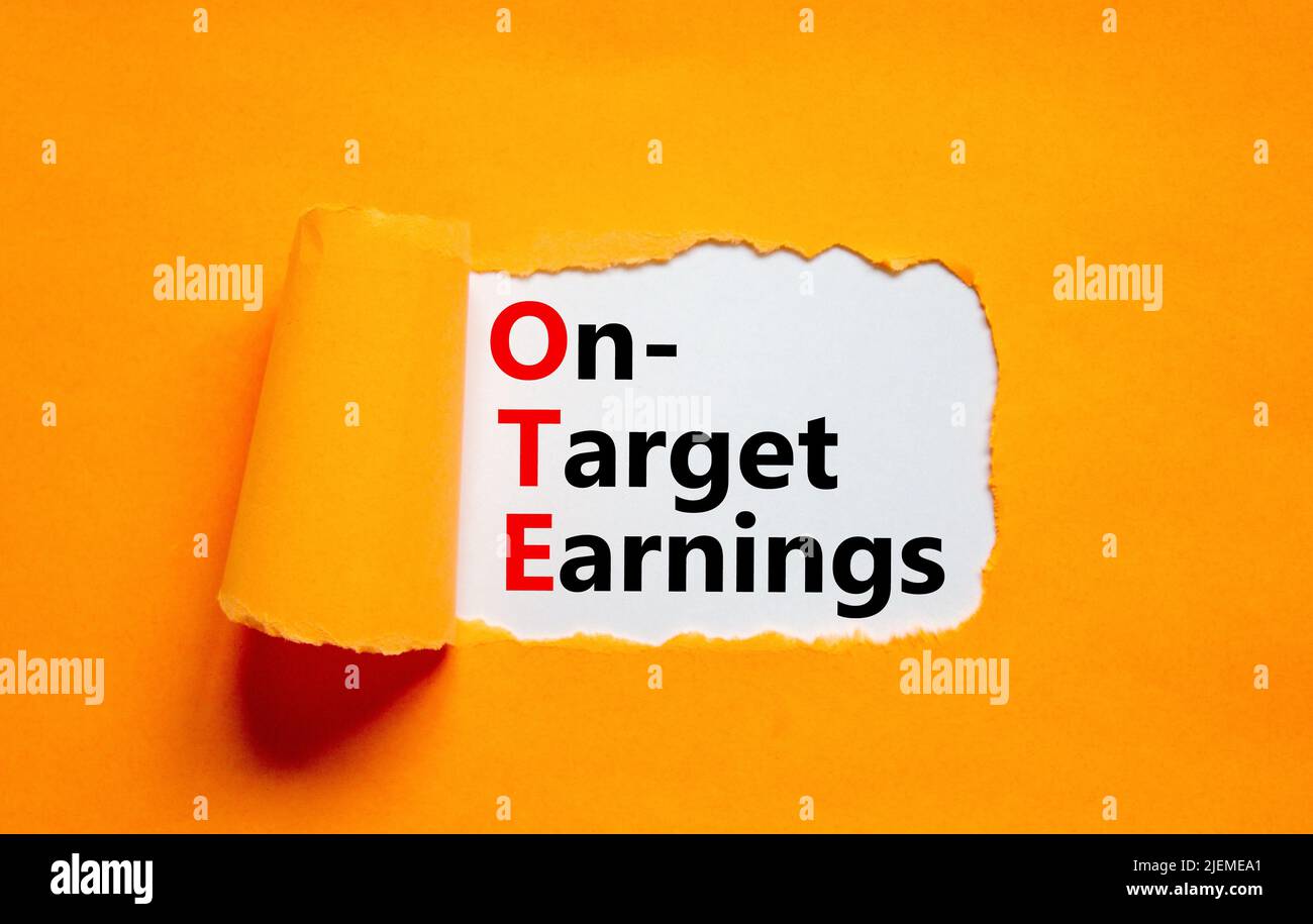 OTE on-target earnings symbol. Concept words OTE on-target earnings on ...