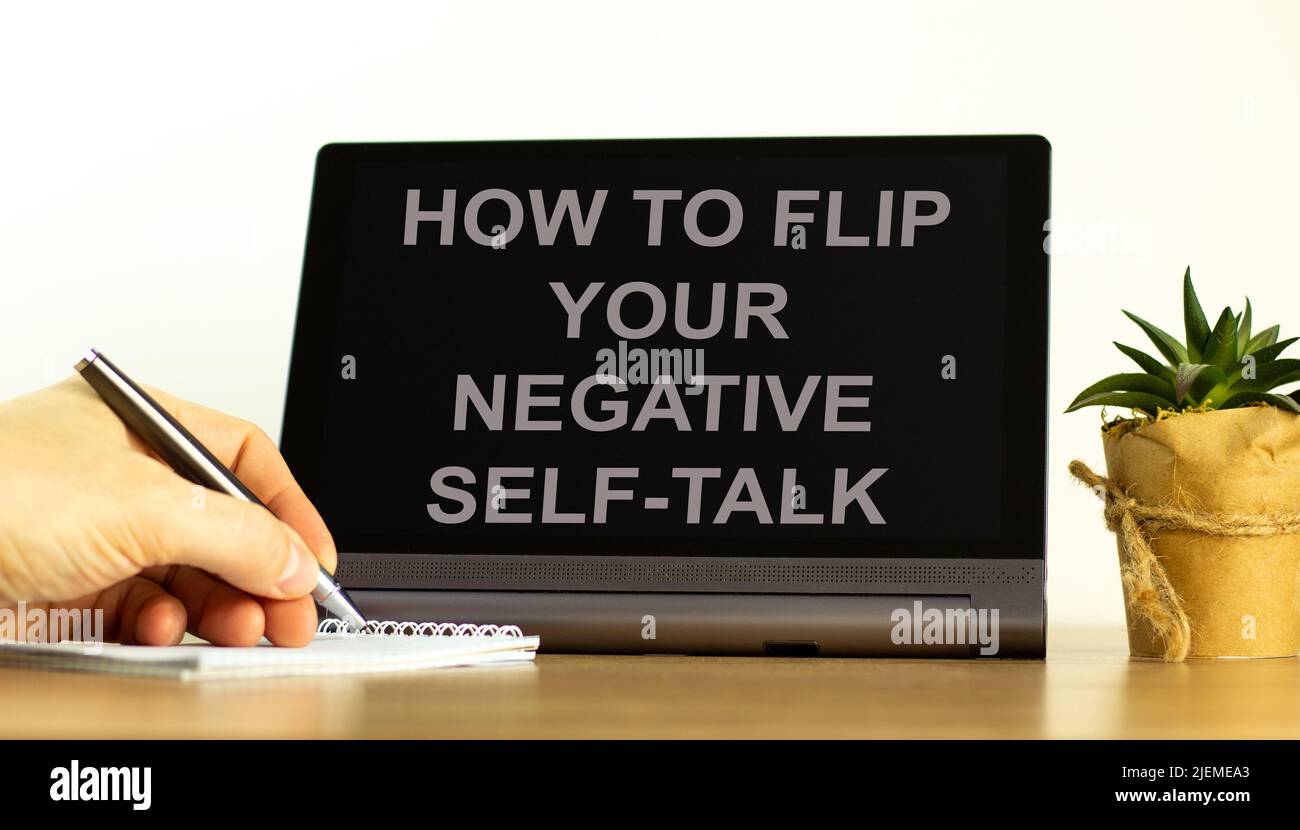 Flip negative self-talk symbol. Concept words How to flip your negative ...