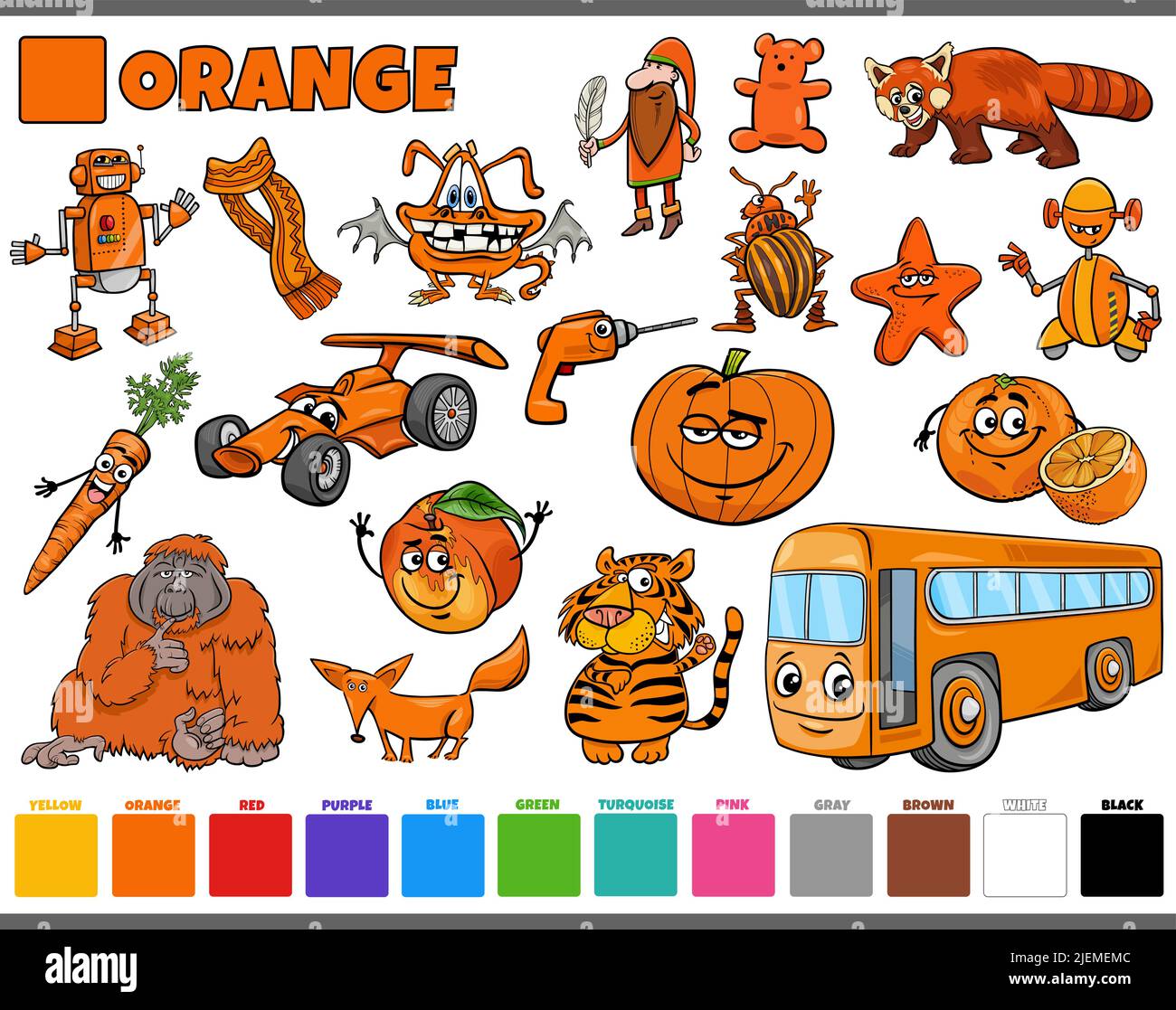 Cartoon illustration set with comic characters such as people and ...