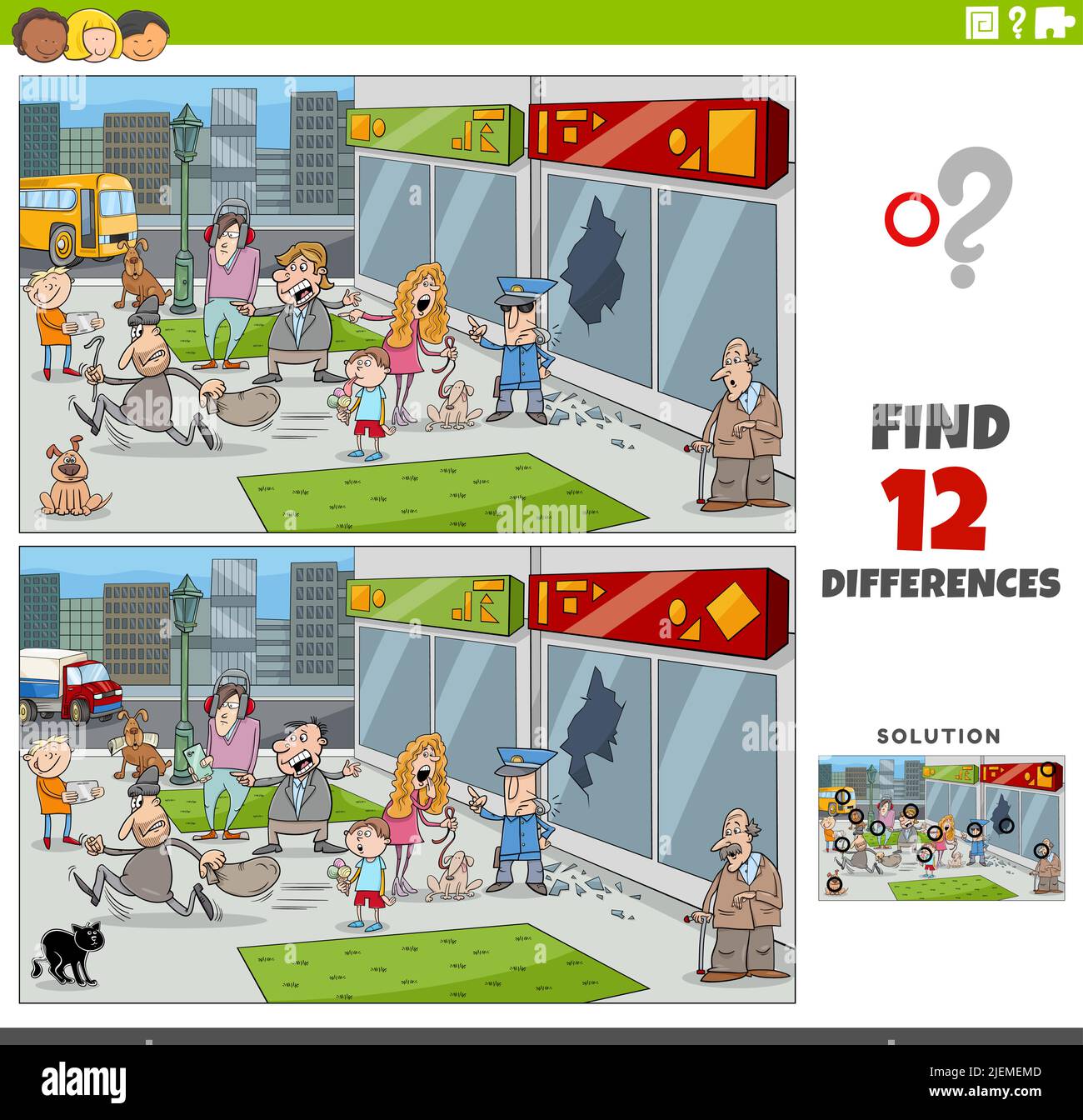 Cartoon illustration of finding the differences between pictures ...