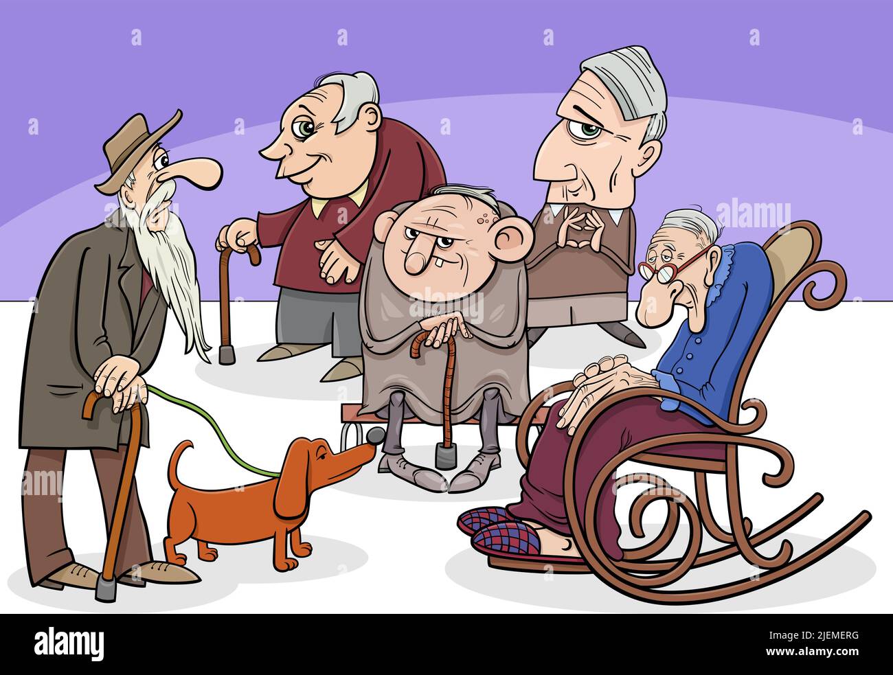 Cartoon illustration of elder people or senior characters group Stock ...