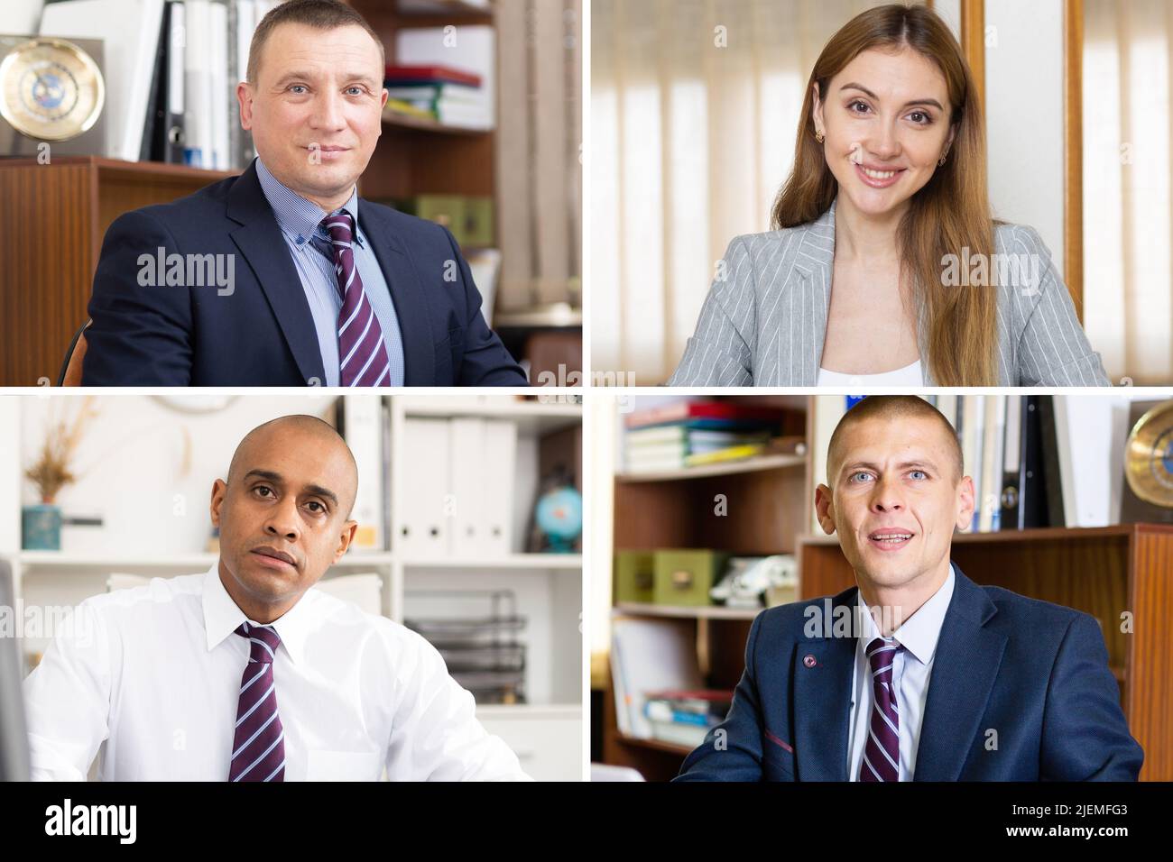 Collage of portraits of successful male and female office workers Stock ...