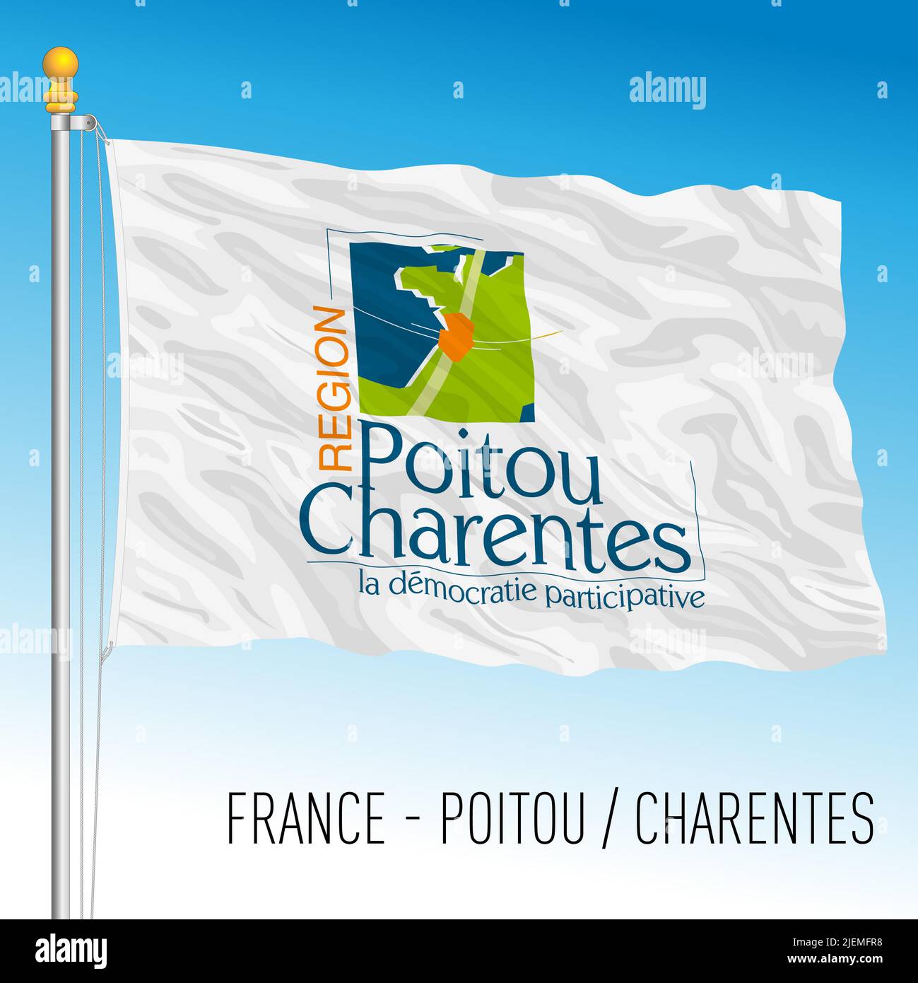 Poitou Charentes regional flag, France, European Union, vector ...