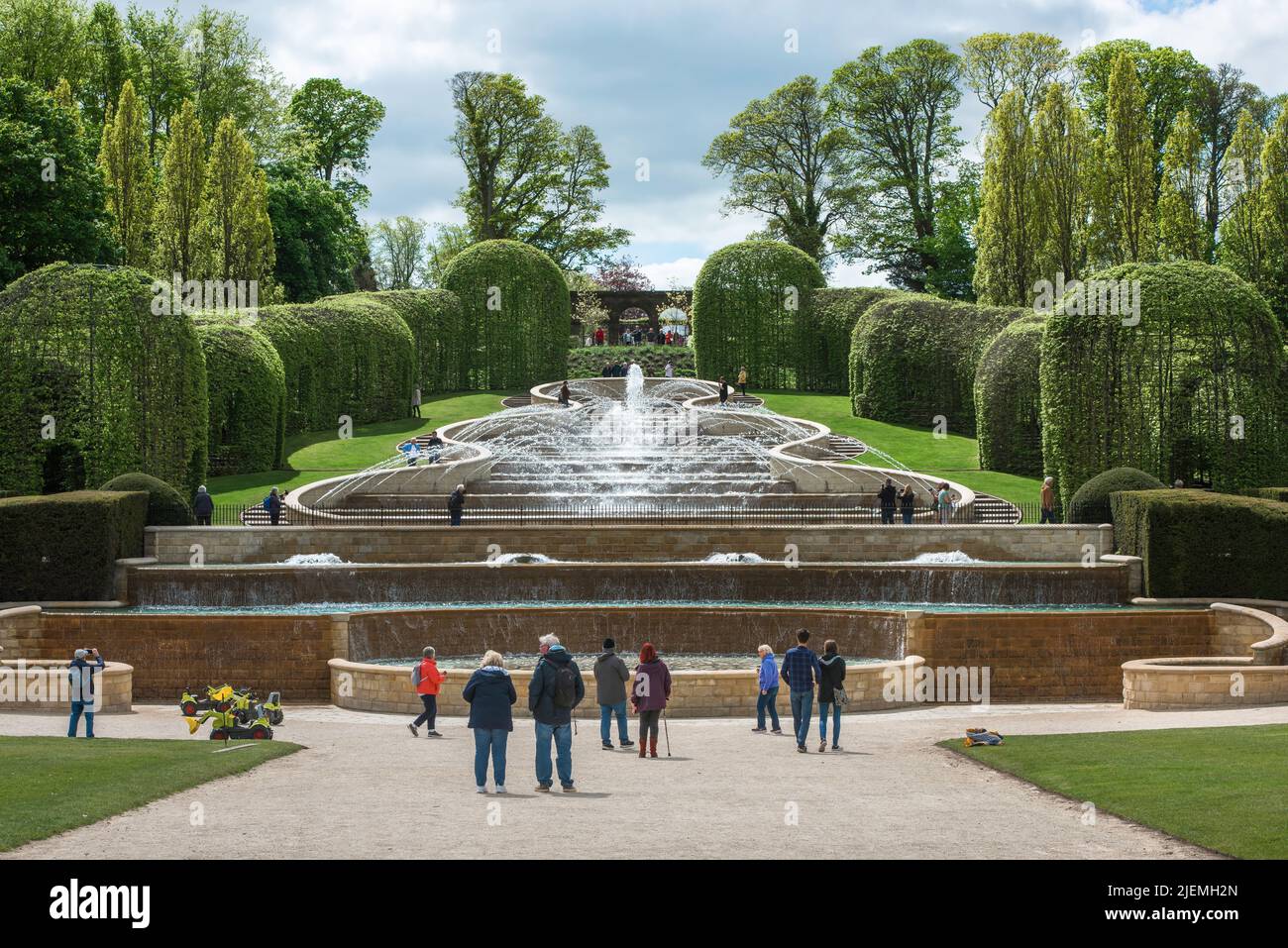 Alnwick Garden, view in late spring of people looking at the Grand ...