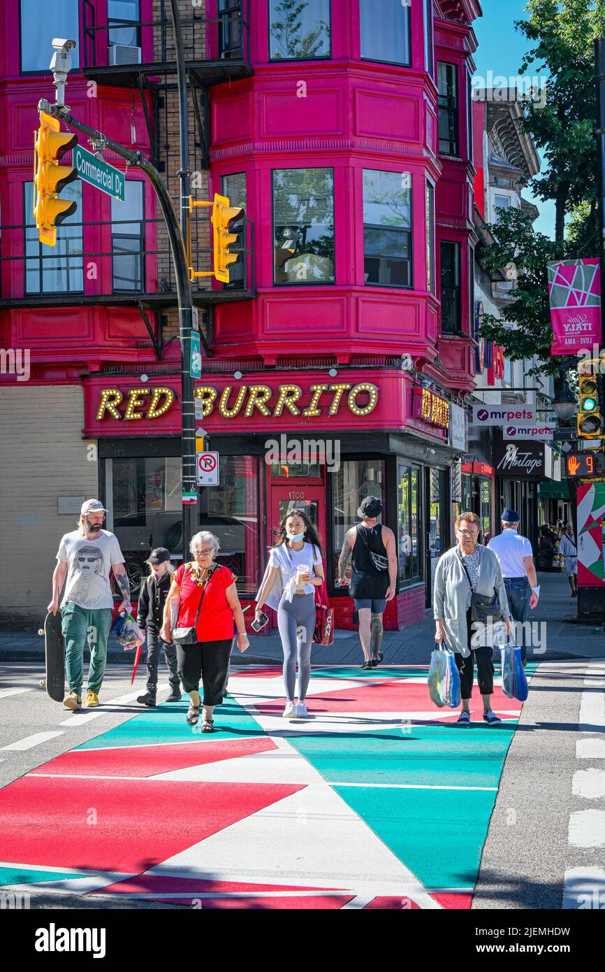 Italian colours crosswalk, Commercial Drive, Vancouver, British ...