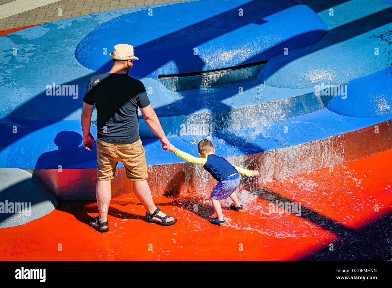 Children at water playground, Splash Park, Spray area, The Shipyards ...