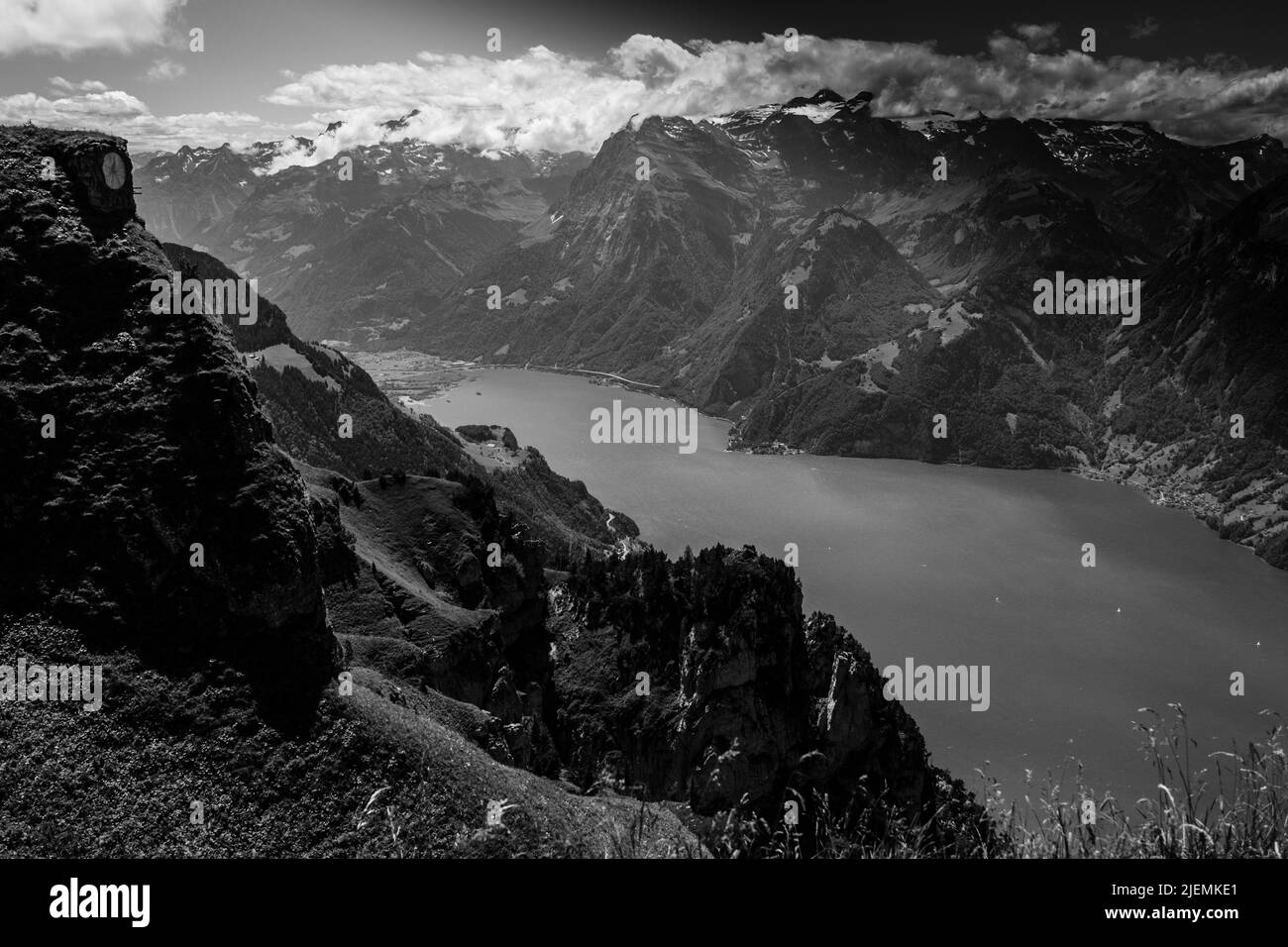 Landscape view of the Swiss Alps, shot from The Fronalpstock mountain ...