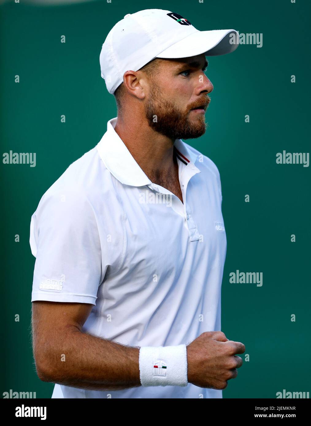Christian Harrison celebrates a point during his match against Jay ...