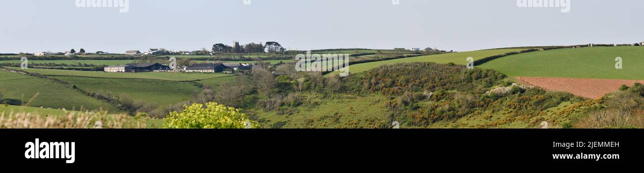 Panoramic Pennant Farm with Trelights Village and Trevathan Farm Shop ...