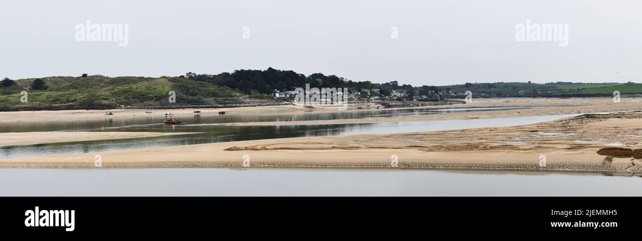Panoramic Camel Estuary with the village of Rock in the background ...