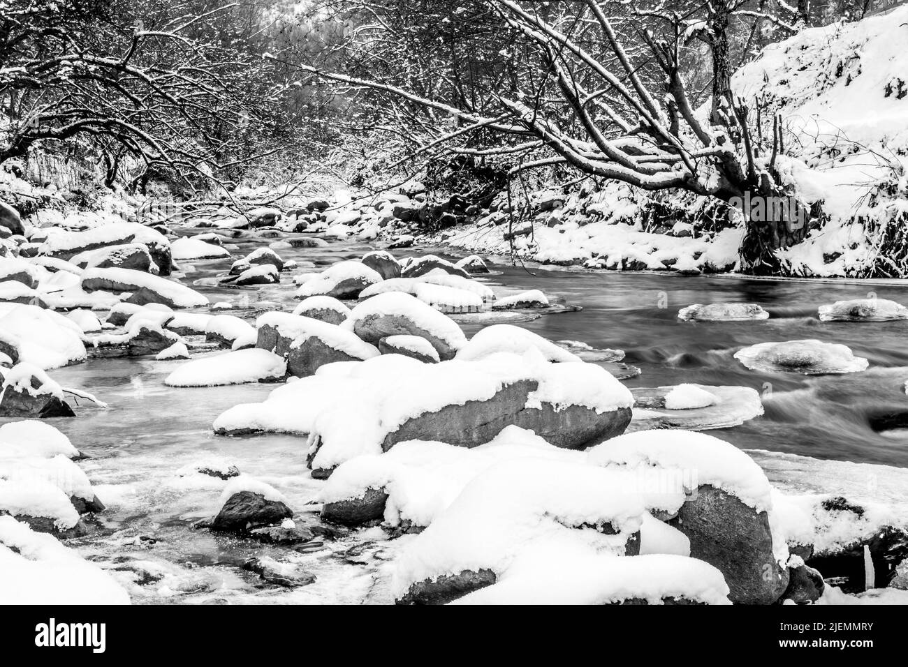 Long exposure winter landscape Black and White Stock Photos & Images ...