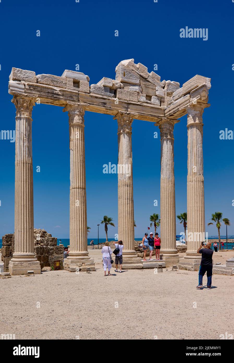Apollo Temple in ruins of the Roman city of Side, Antalya, Turkey Stock ...
