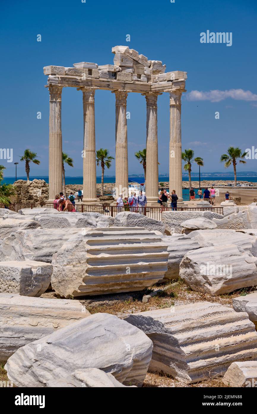 Apollo Temple in ruins of the Roman city of Side, Antalya, Turkey Stock ...