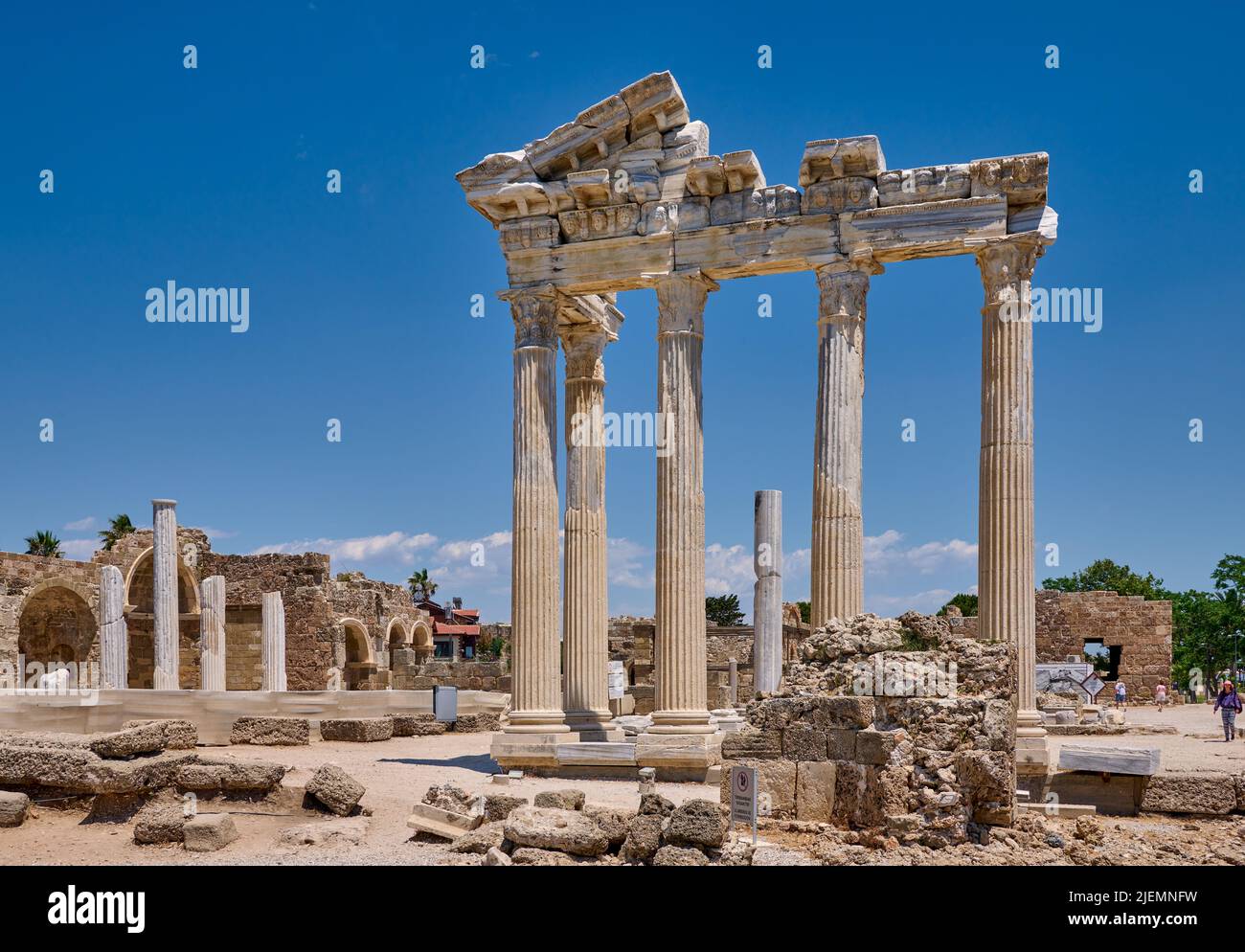 Apollo Temple in ruins of the Roman city of Side, Antalya, Turkey Stock ...