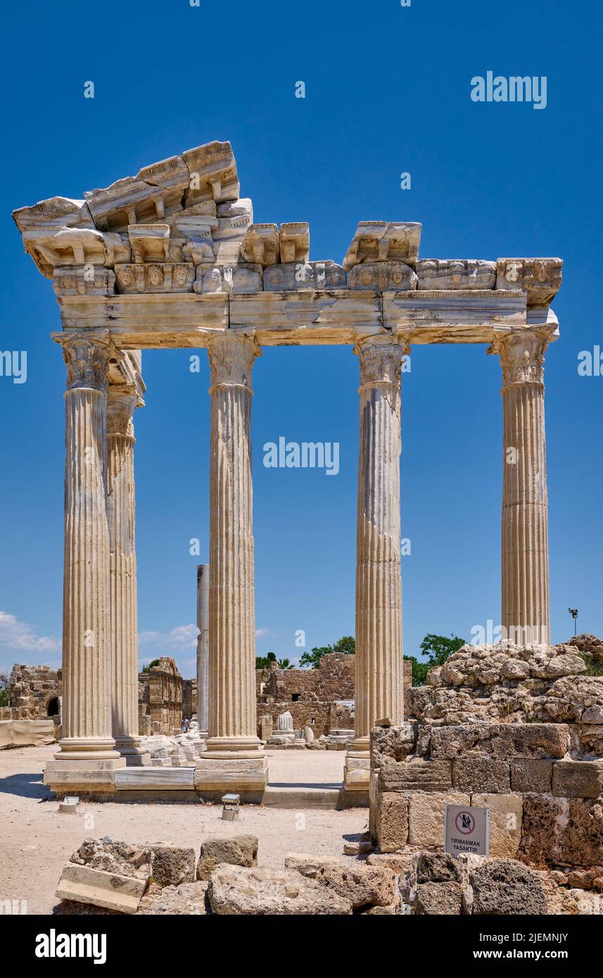 Apollo Temple in ruins of the Roman city of Side, Antalya, Turkey Stock ...