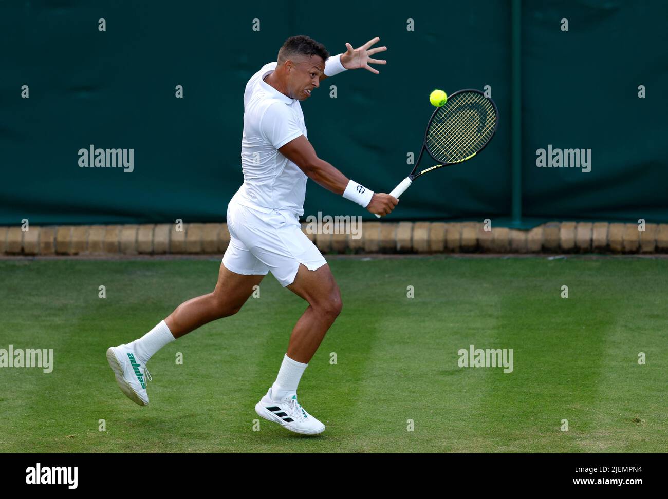 Jay Clarke during his match against Christian Harrison during day one ...
