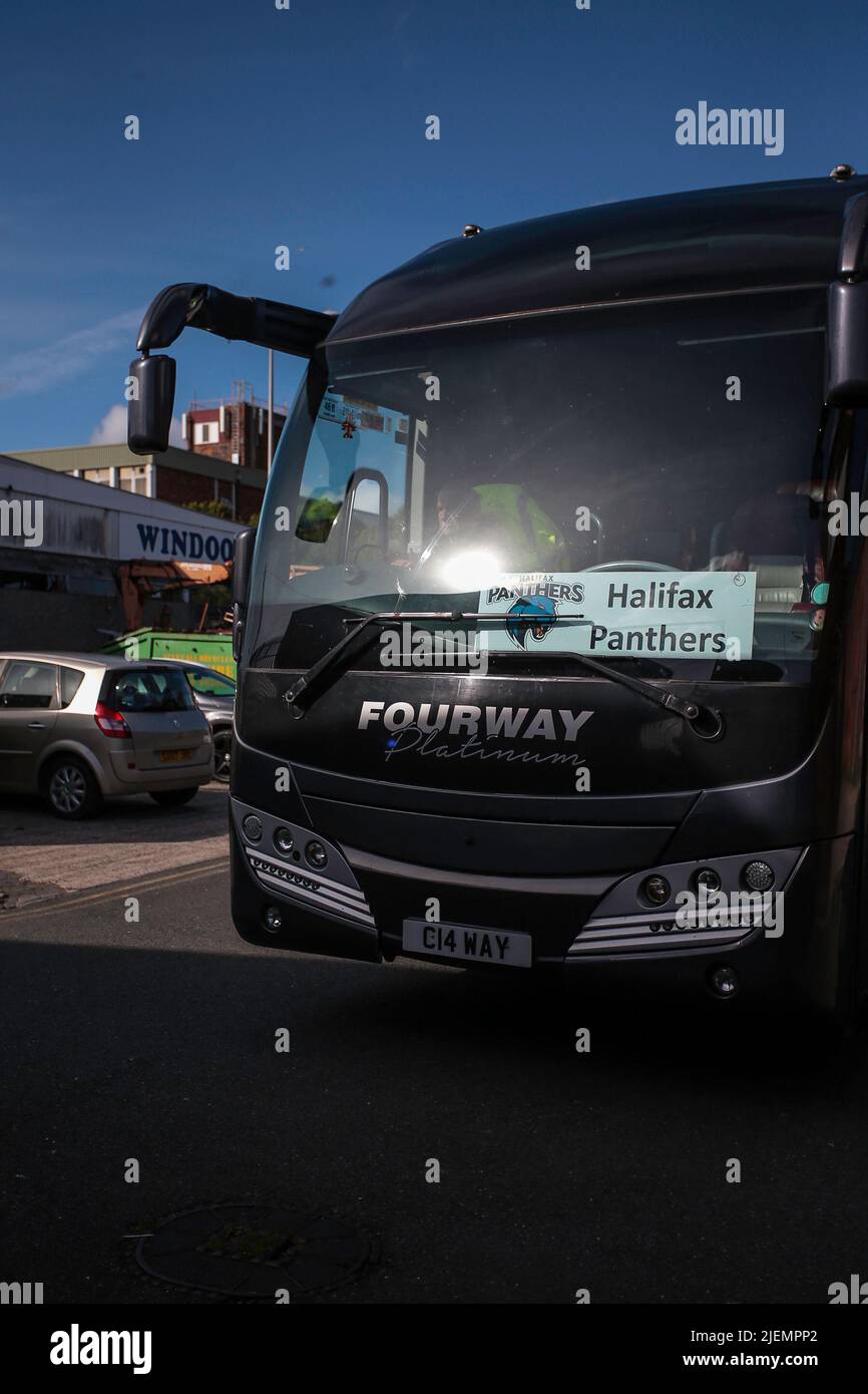 Halifax Panthers team bus arrives pre game during the Betfred ...