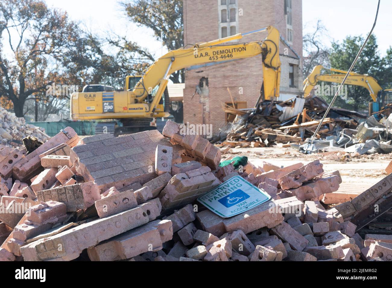 Austin Texas USA, 2022: Demolition crews work to tear down the former ...