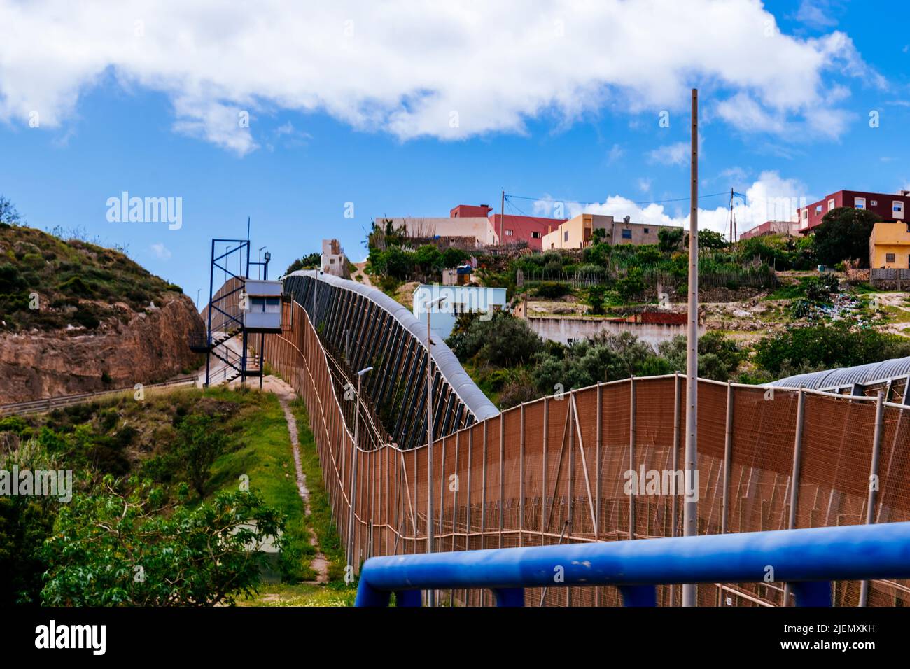 The Melilla border fence forms part of the Morocco–Spain border in the ...