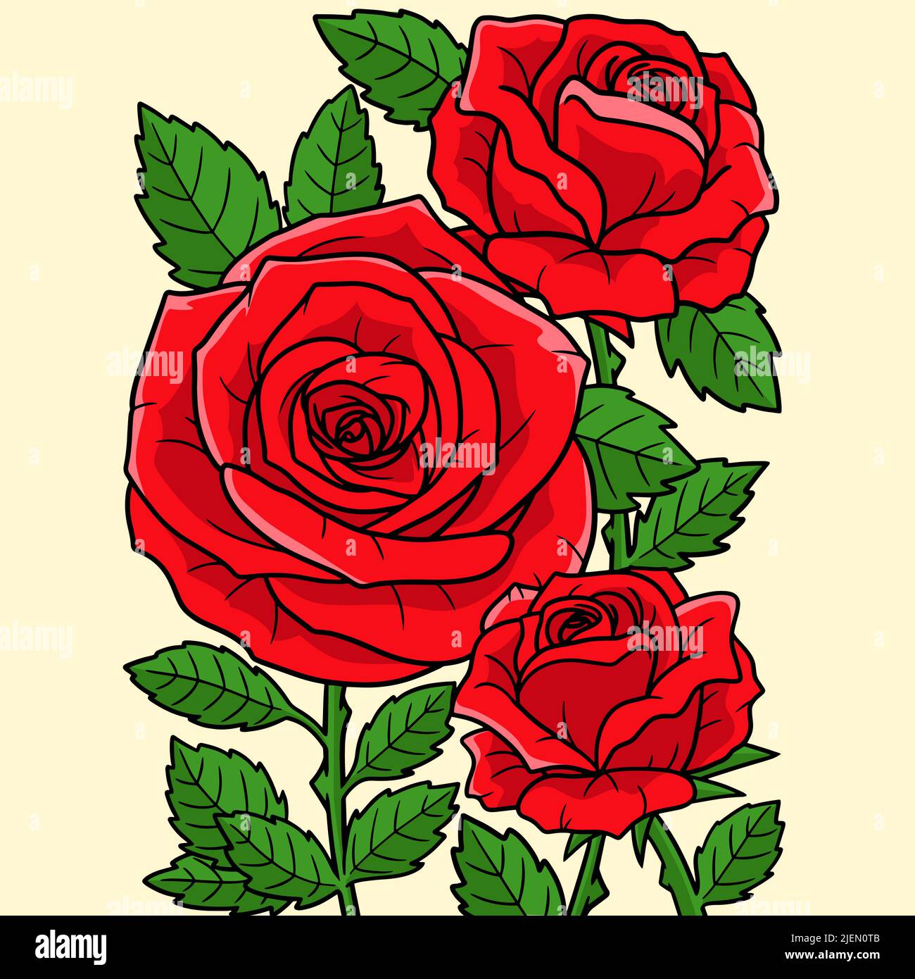 Rose Flower Colored Cartoon Illustration Stock Vector Image & Art - Alamy