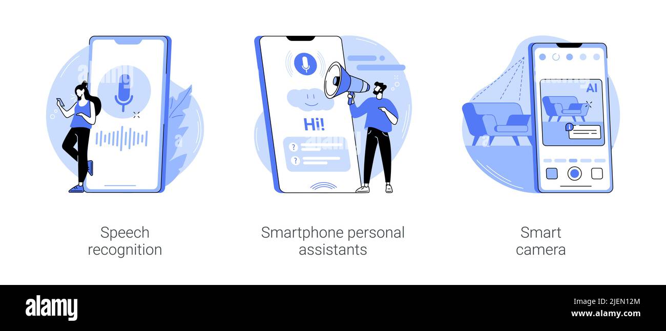 Artificial Intelligence technology use isolated cartoon vector ...