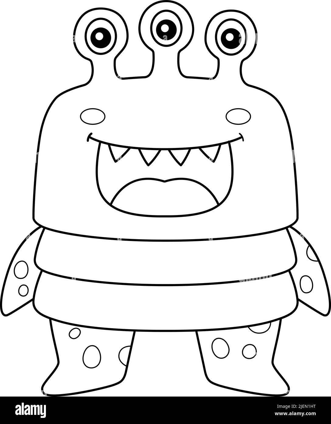 Monster Three Eyed Coloring Page for Kids Stock Vector Image & Art - Alamy