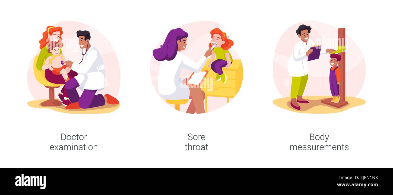 Visiting family doctor isolated cartoon vector illustration set Stock ...