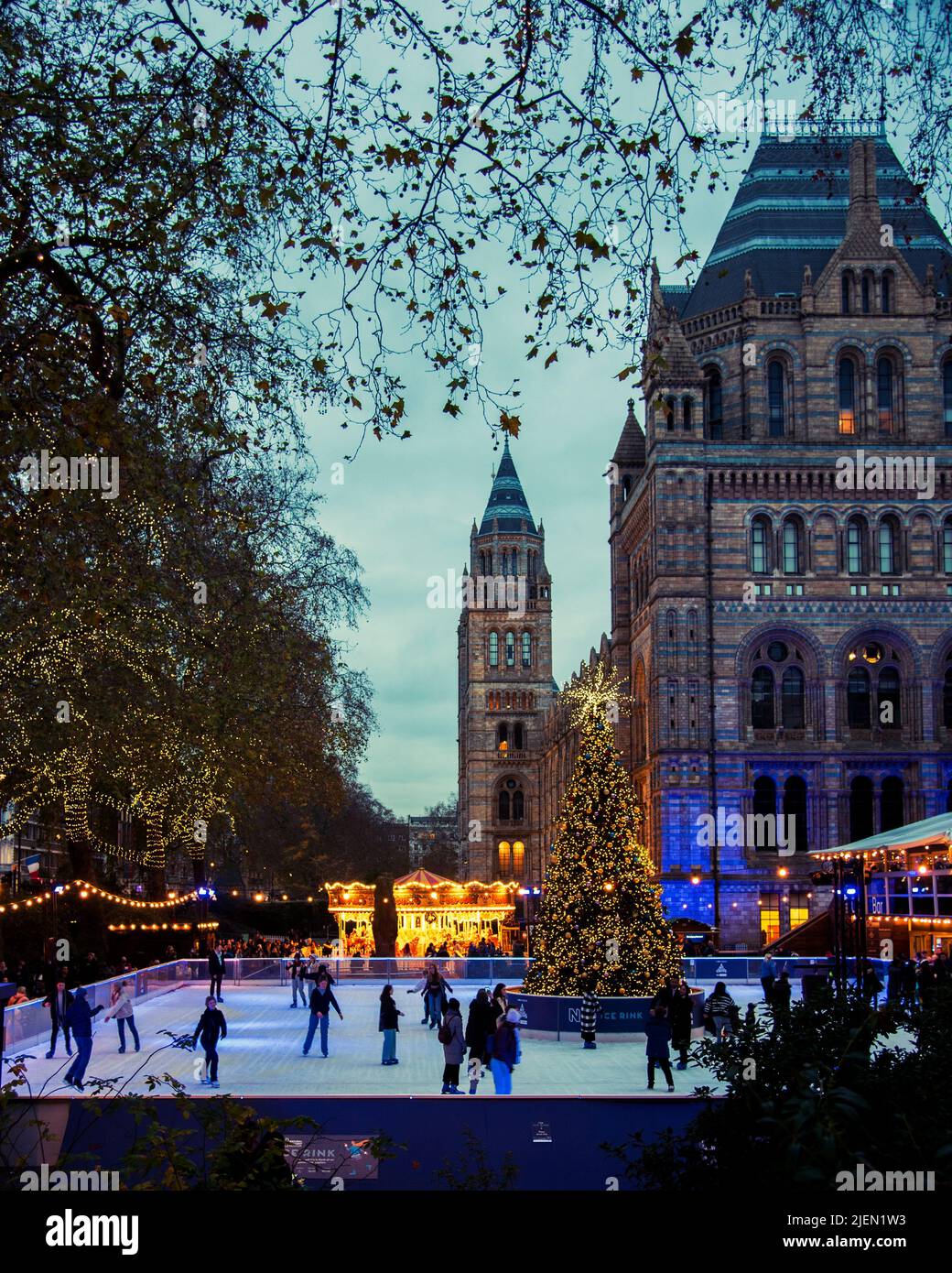 The ice rink outside the Natural History Museum in London, Christmas ...