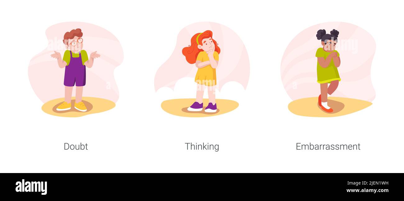 Kid emotional state isolated cartoon vector illustration set Stock ...