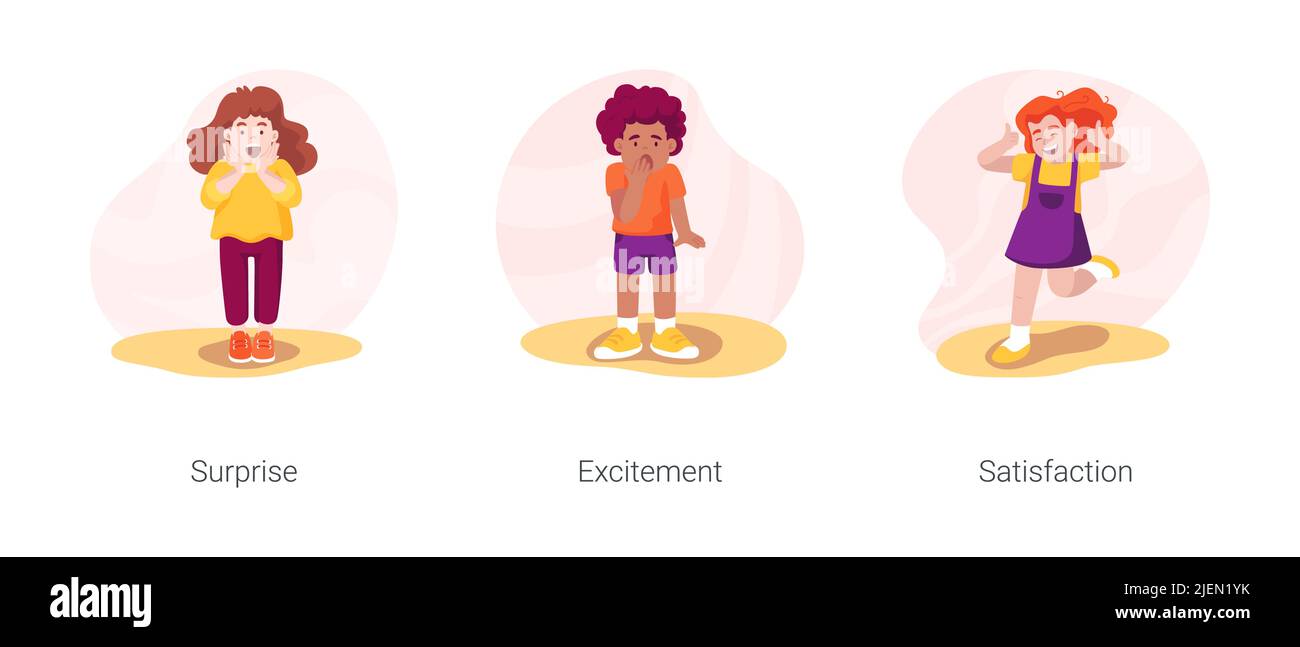 Children expressing emotions isolated cartoon vector illustration set ...