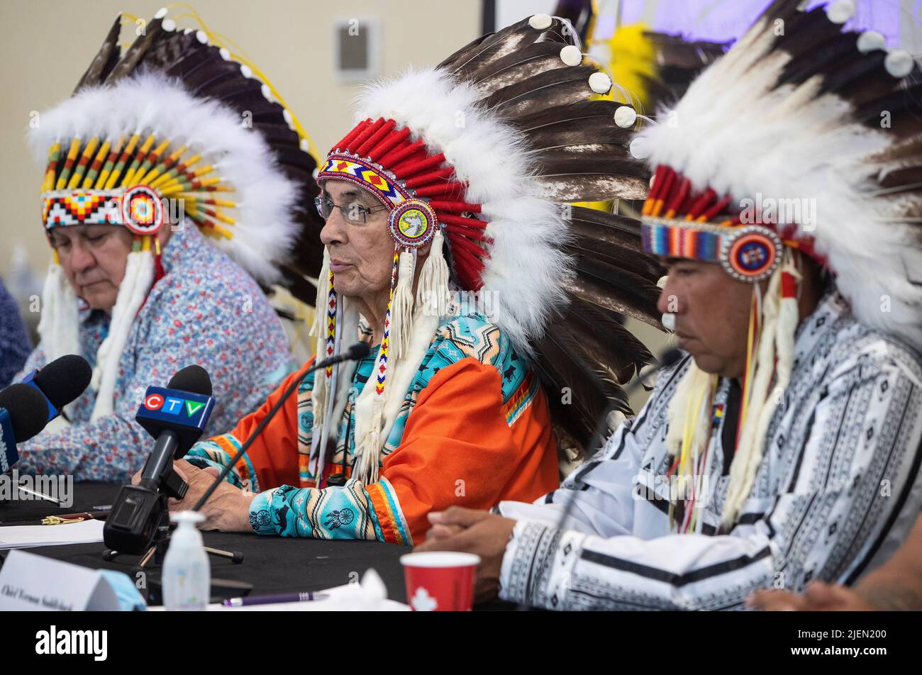 From left, Chief Randy Ermineskin, Chief Wilton Littlechild and Chief ...