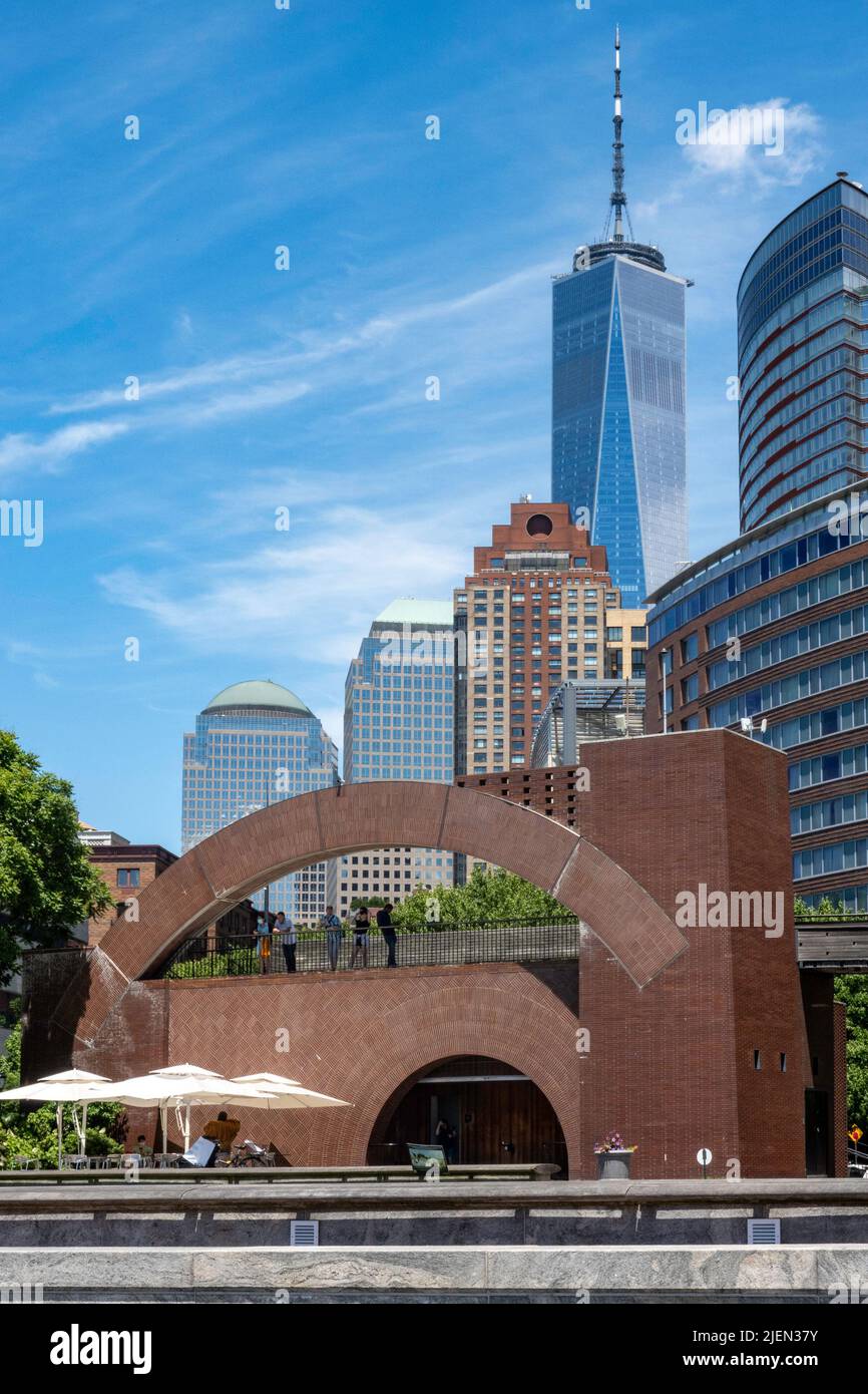 Robert Wagner Park and Battery Park City are overlooked by the Freedom ...