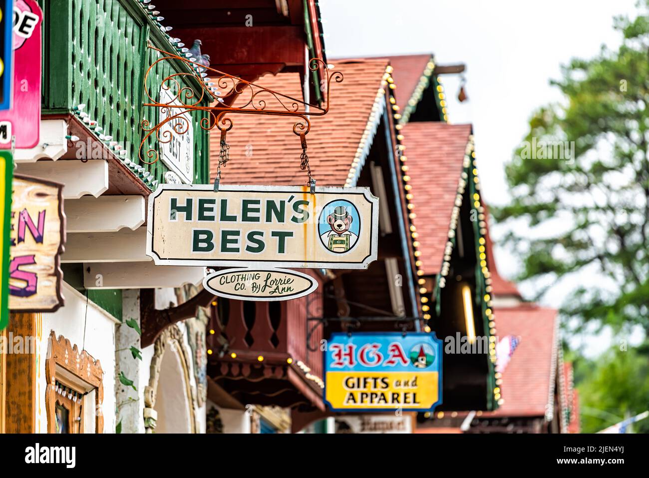 Helen, USA - October 5, 2021: Helen, Georgia Bavarian village town ...