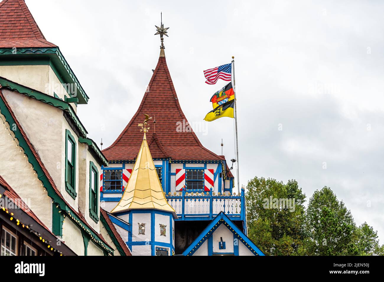 Helen, USA - October 5, 2021: Bavarian village of Helen, Georgia with ...