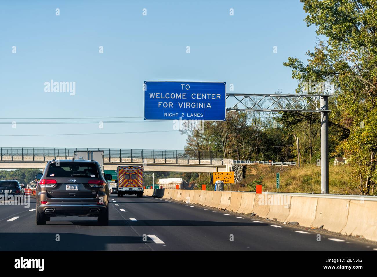 Fredericksburg, USA - October 18, 2021: Highway i-95 interstate road ...