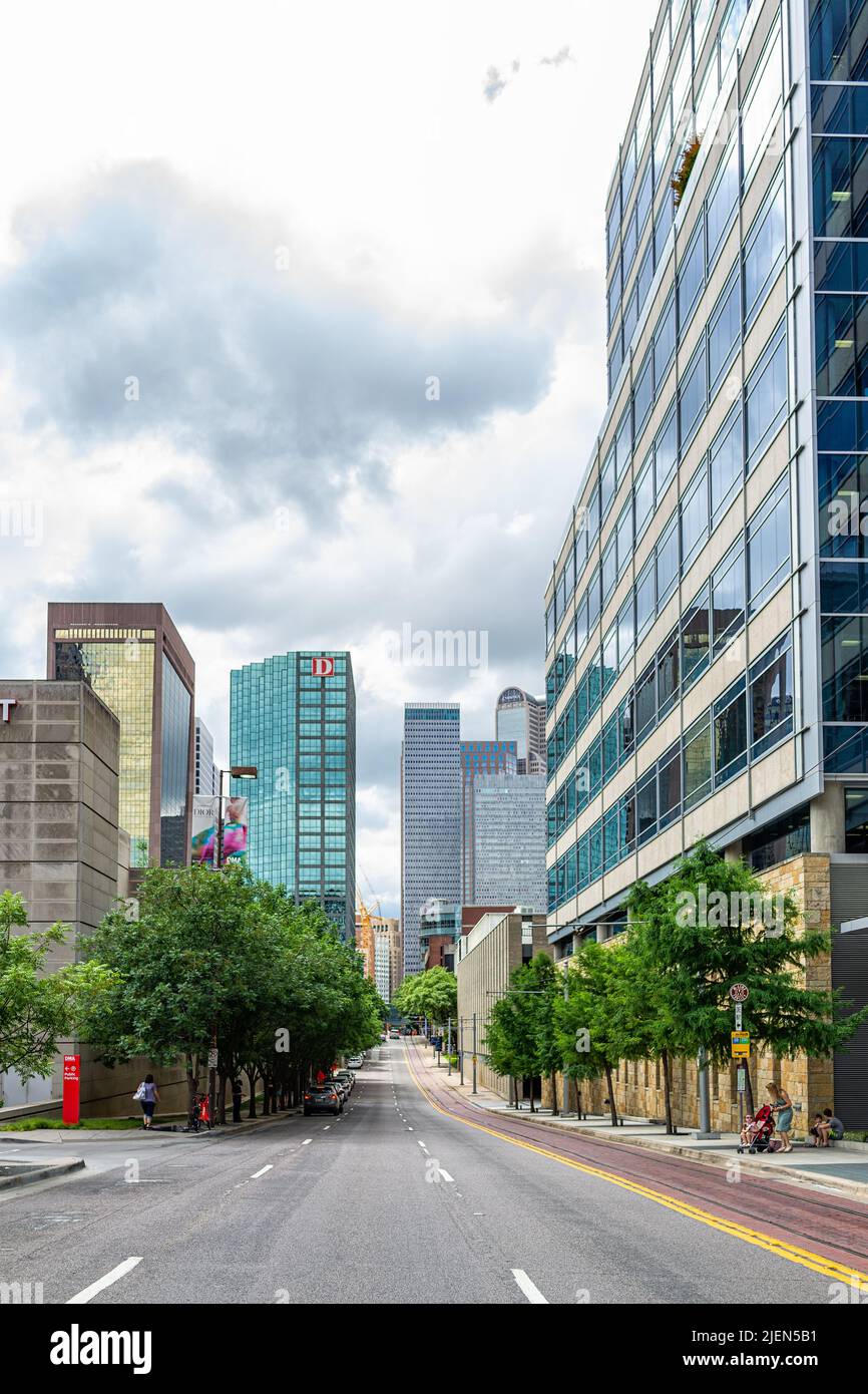 Dallas, USA - June 7, 2019: Downtown cityscape modern buildings ...