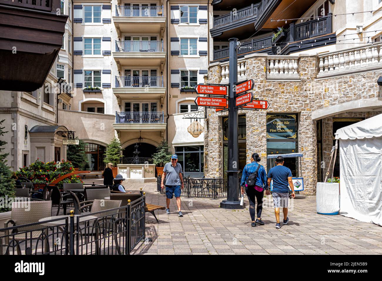 Vail, USA - June 29, 2019: Lionshead village in rocky mountain ski ...
