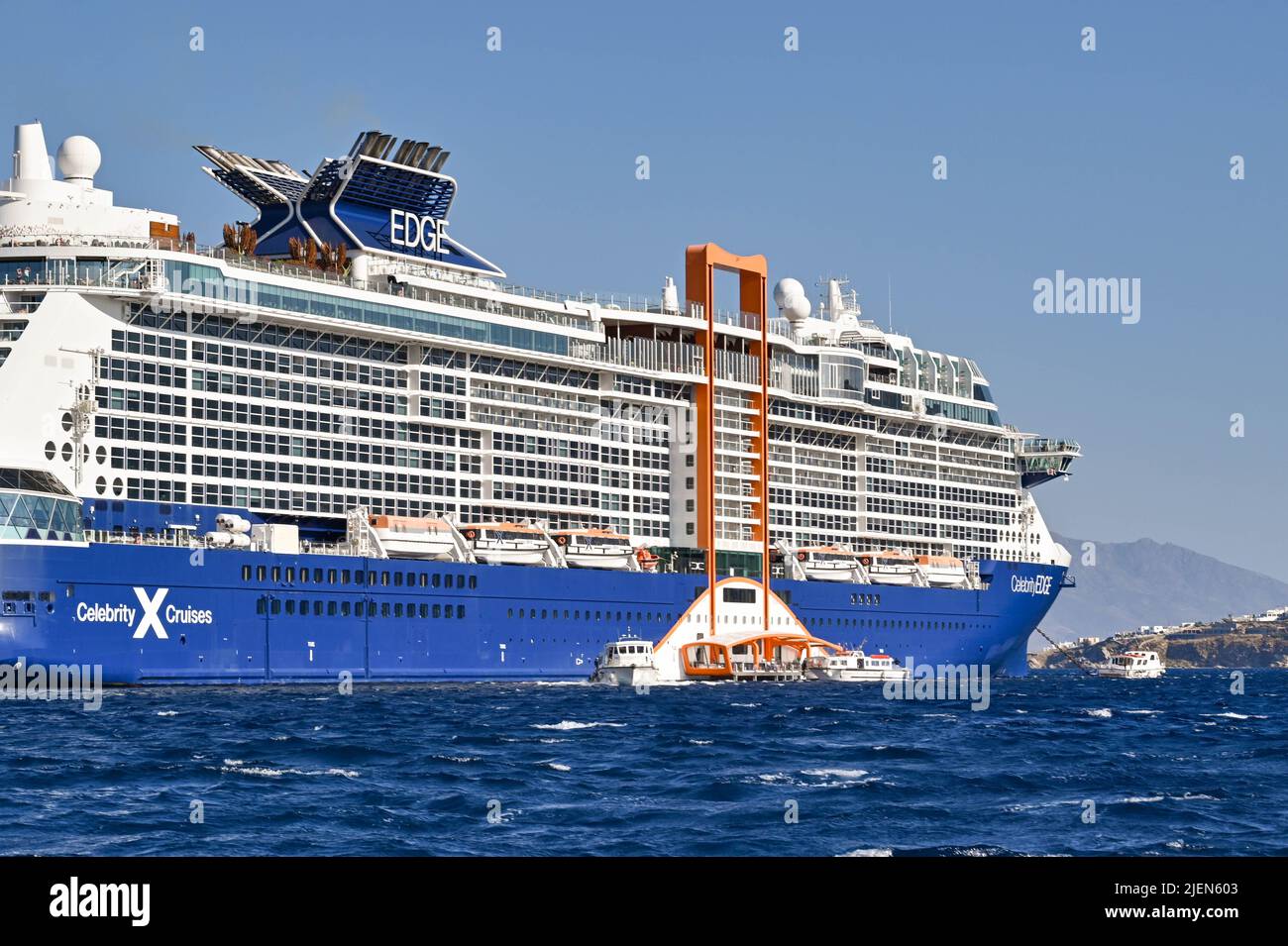 Mykonos, Greece - June 2022: Celebrity Edge cruise ship anchored at sea ...