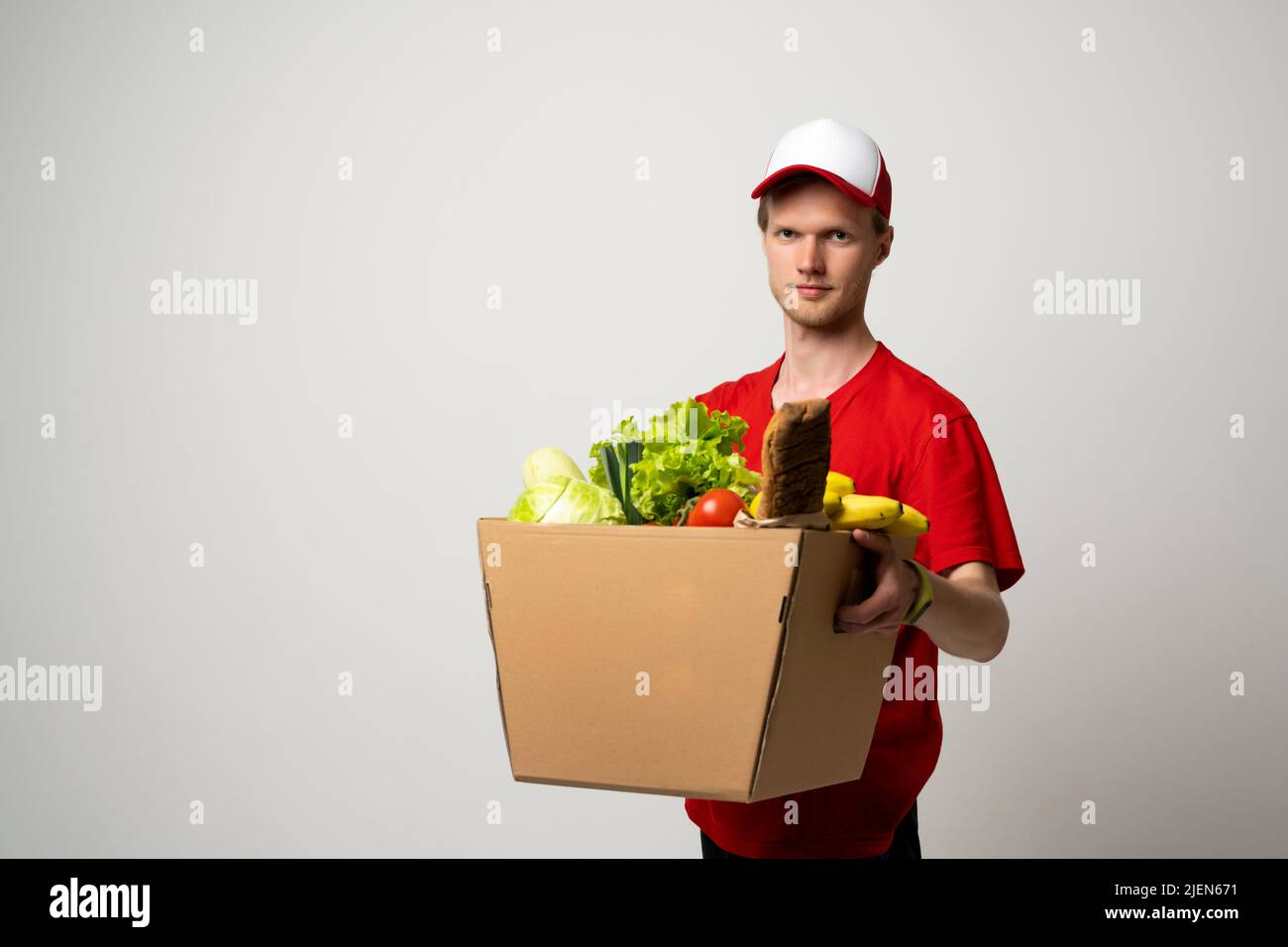 Food shipping, profession and people concept. Happy smiling delivery ...