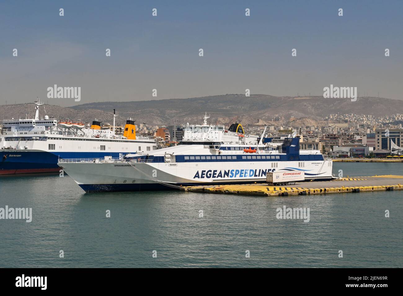 Piraeus, Athens, Greece - June 2022: Fast ferry Speedrunner III moored ...