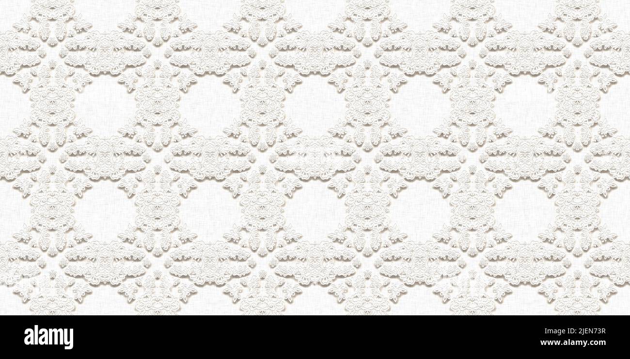 White on White linen lace effect border background. Minimal stylish ...
