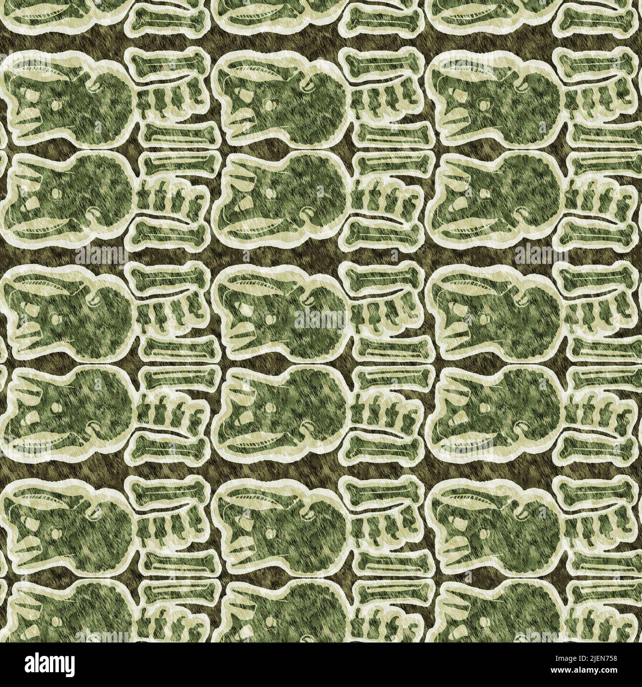 Green triceratops dinosaur fossil bones seamless pattern. Gender ...