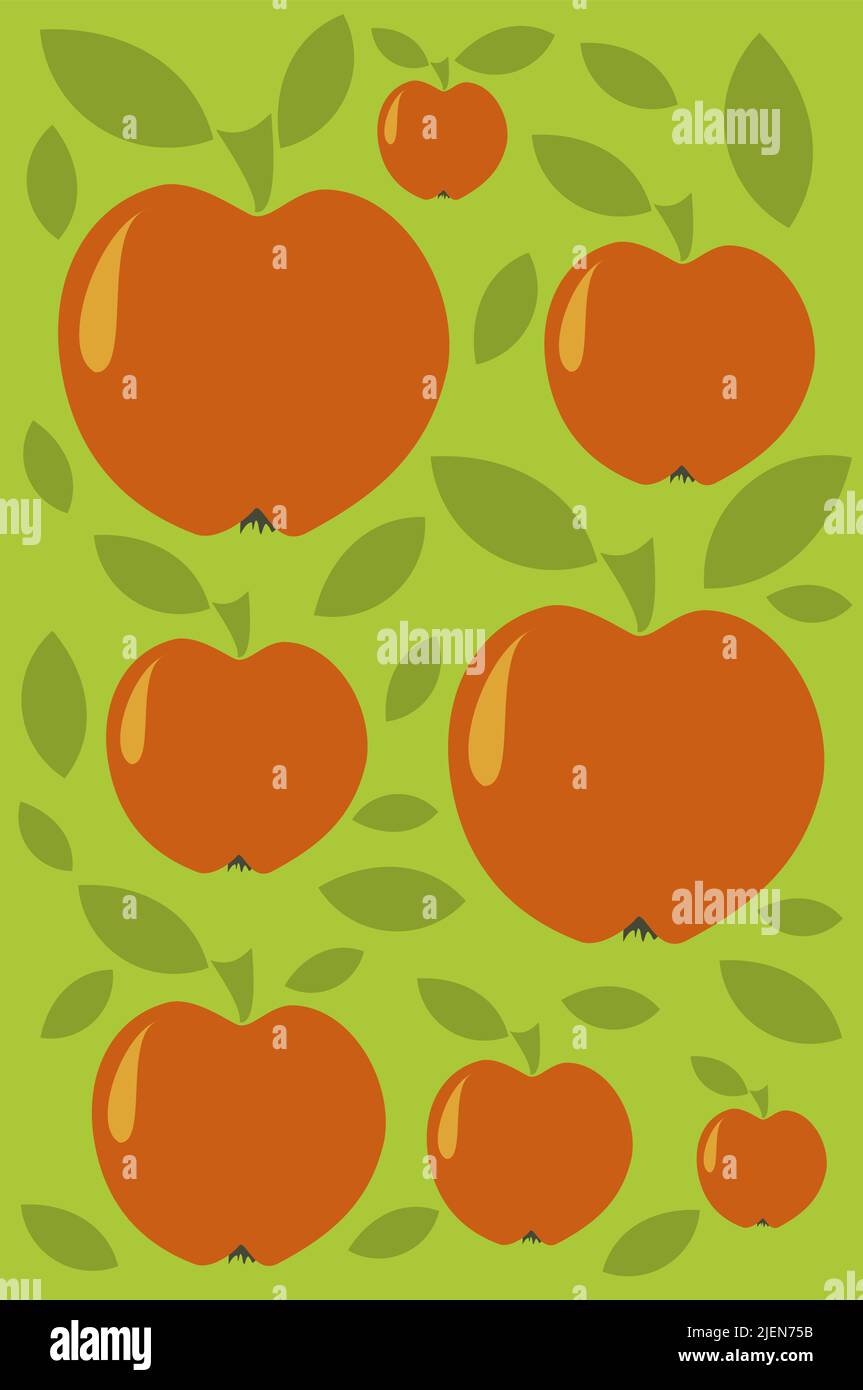 Wallpaper with red apples in vintage style Stock Vector Image & Art - Alamy