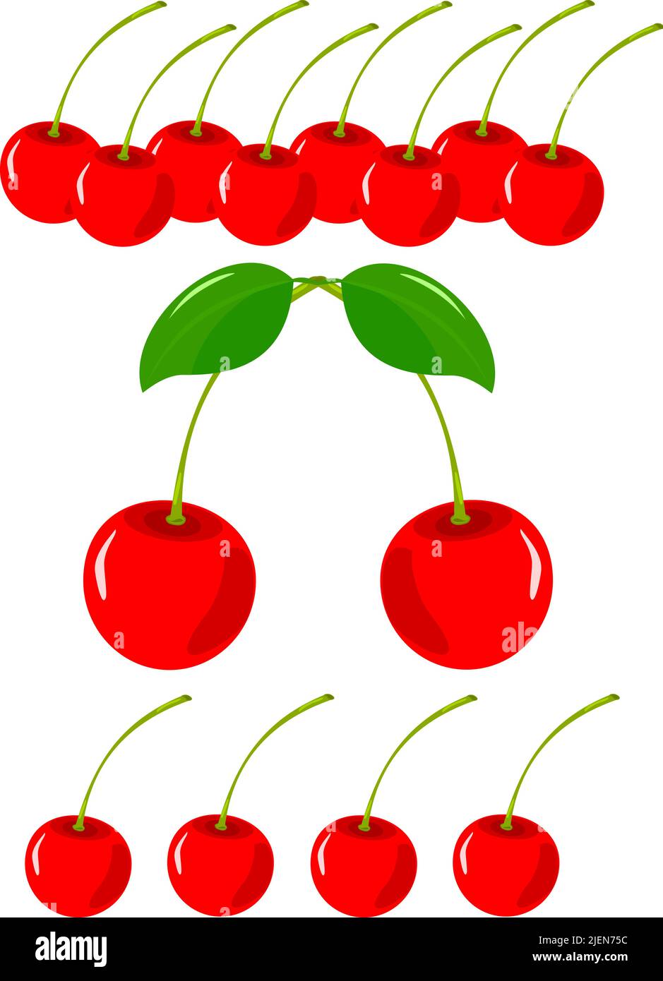 Cherries vector illustration. Set of red fruits Stock Vector Image ...