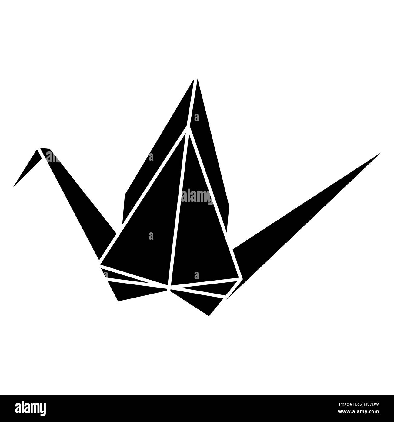 Origami crane vector silhouette illustration icon isolated on white ...