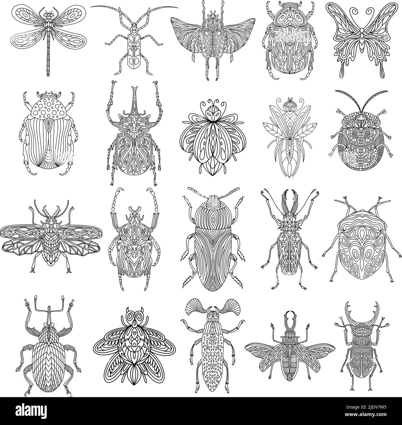 Stylized insects Black and White Stock Photos & Images - Alamy